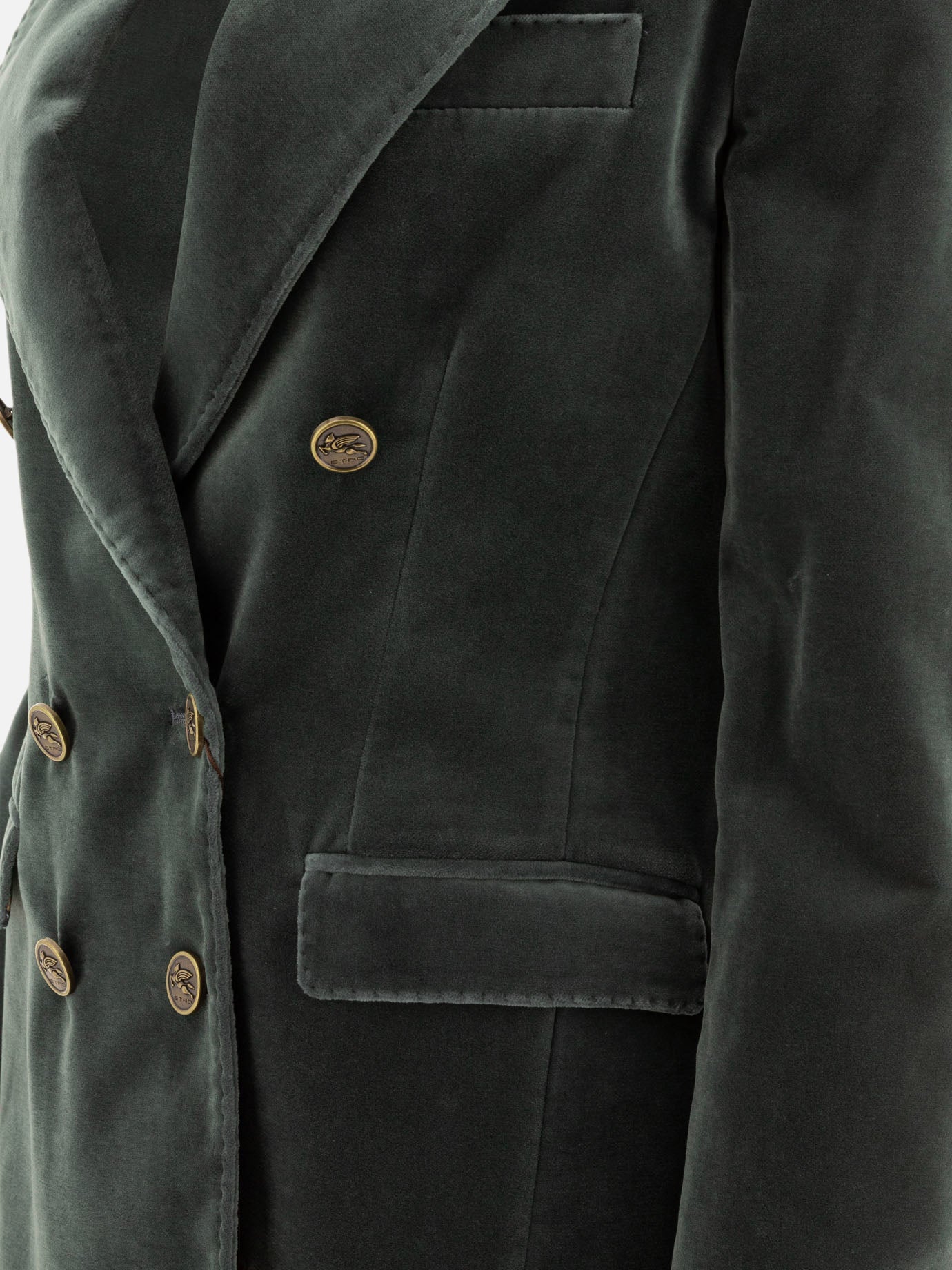 Etro Double-breasted velvet blazer Grey - Women | VIETTI Online Store